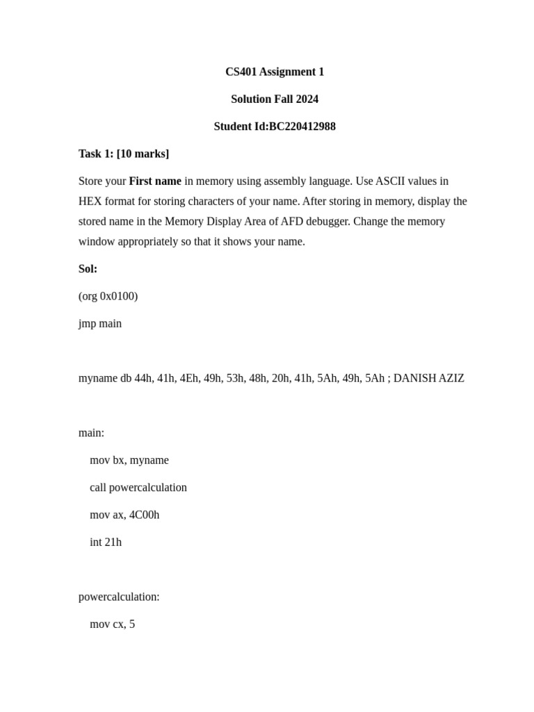 cs401 Assignment 1 Sol | PDF