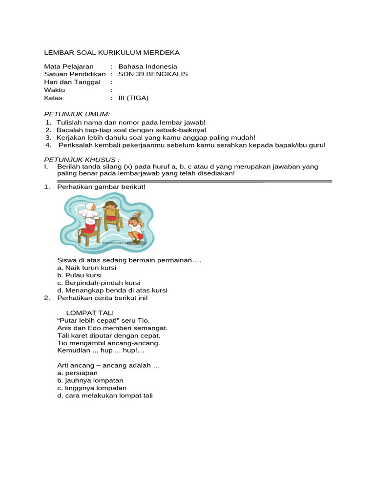 Soal Ujian Indonesia Tanggal 9 Besok Q | PDF