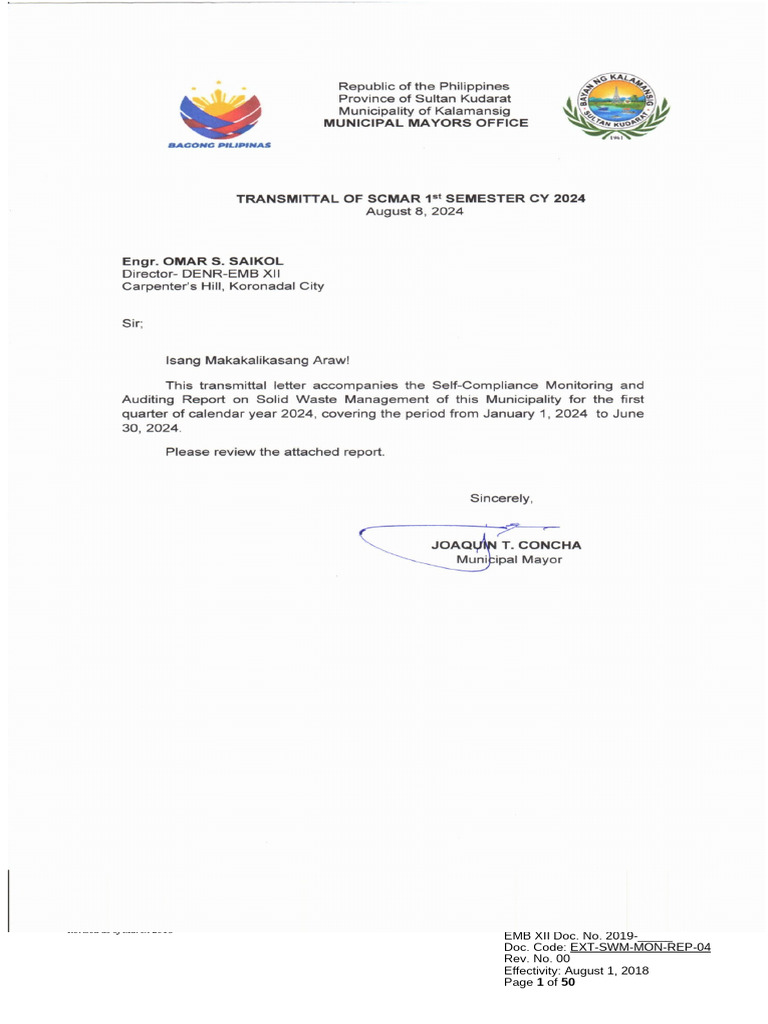 SCMAR - 1st Semi-Annual 2024 | PDF | Waste | Landfill