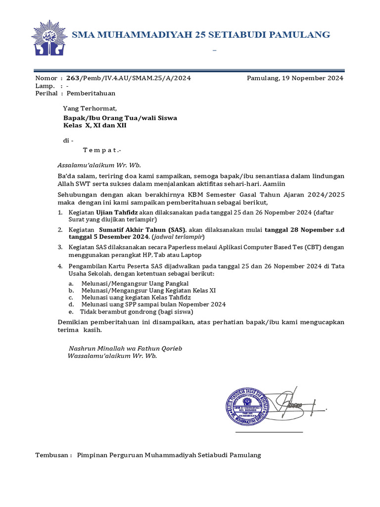 15. edaran resmi SAS 2425 Terbaru | PDF