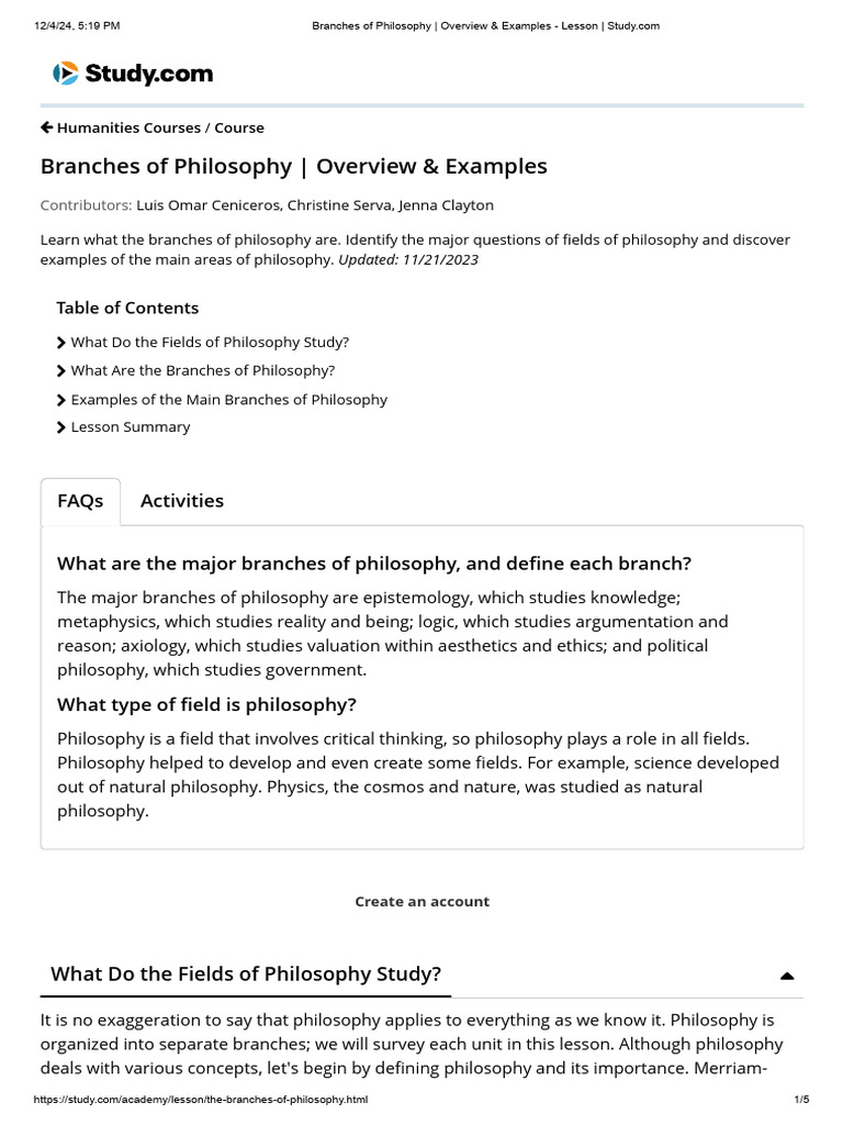 Major Branches of Philosophy Explained | PDF | Metaphysics | Epistemology