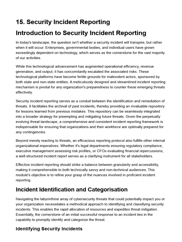 Security Incident Reporting Guide | PDF | Malware | Security