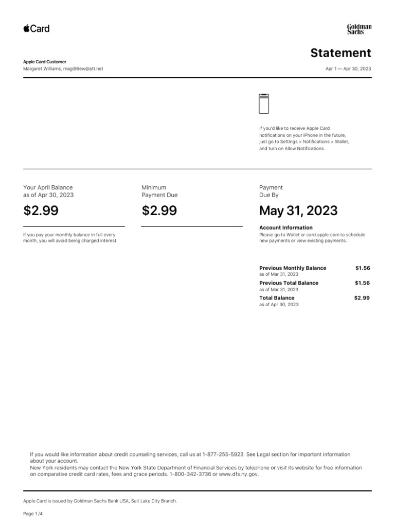 Apple Card Statement - April 2023 | PDF | Credit Card | Annual ...