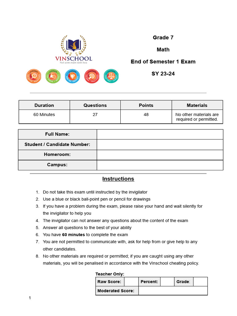 EOT LS CamMath Grade 7.docx | PDF | Mathematics | Elementary Mathematics