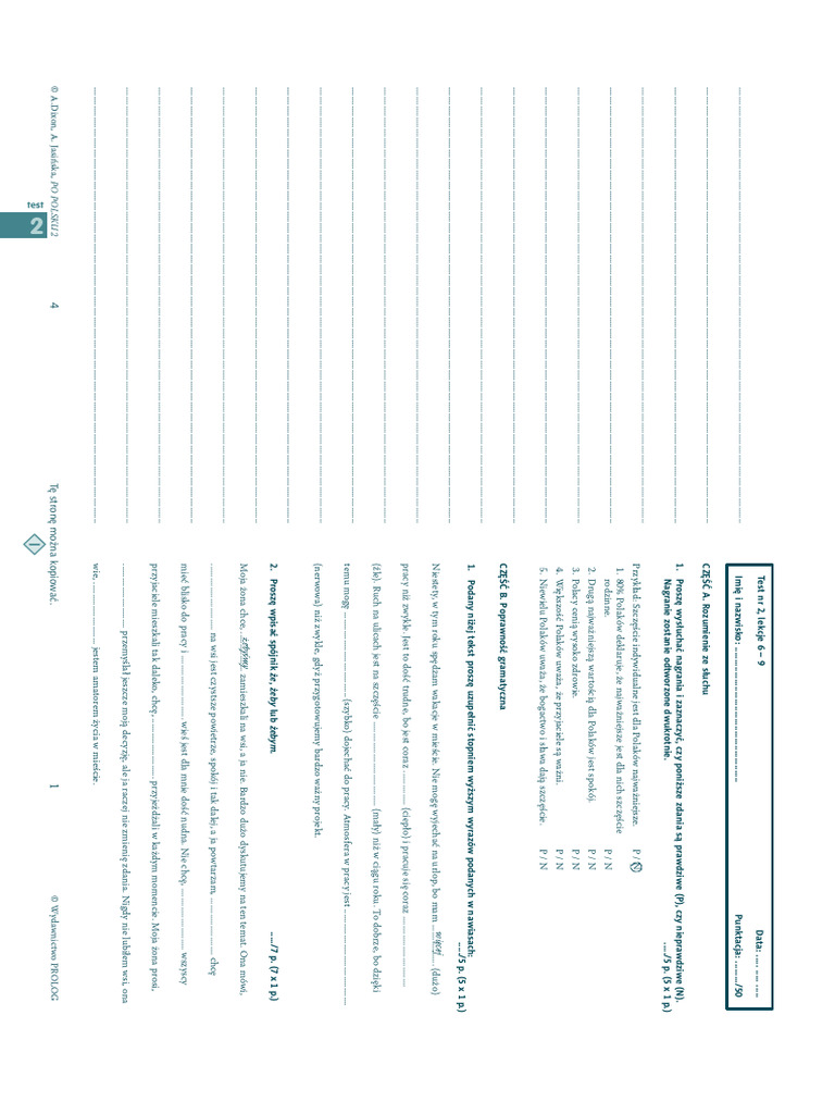 HURRA Po Polsku 2 Test 2 | PDF