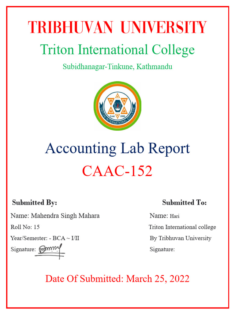 Tally Lab Report (BCA Second Sem) | PDF | Debits And Credits | Balance Sheet