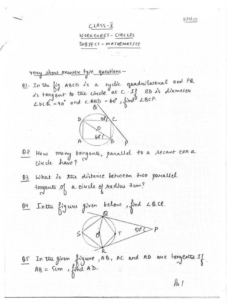 Class 10 Maths Circles | PDF