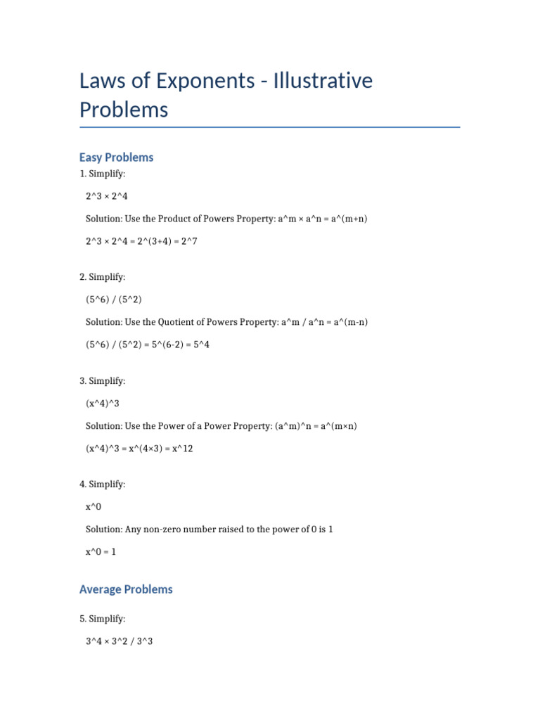 Laws_of_Exponents_Problems | PDF