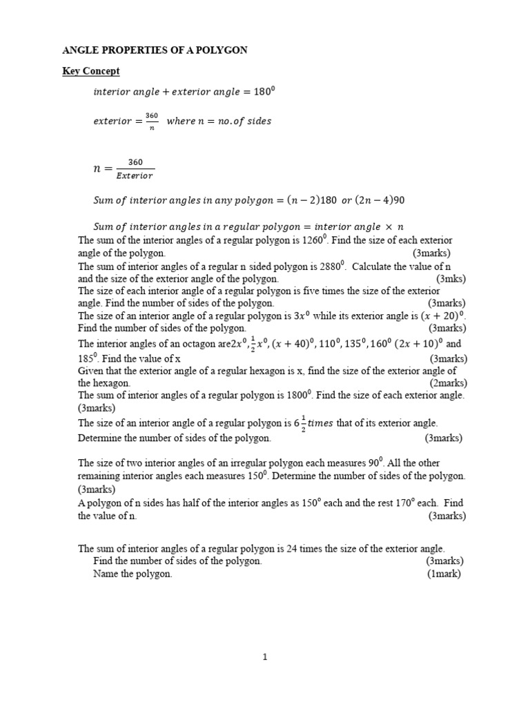 Angle Properties of A Polygon | PDF | Polygon | Triangle