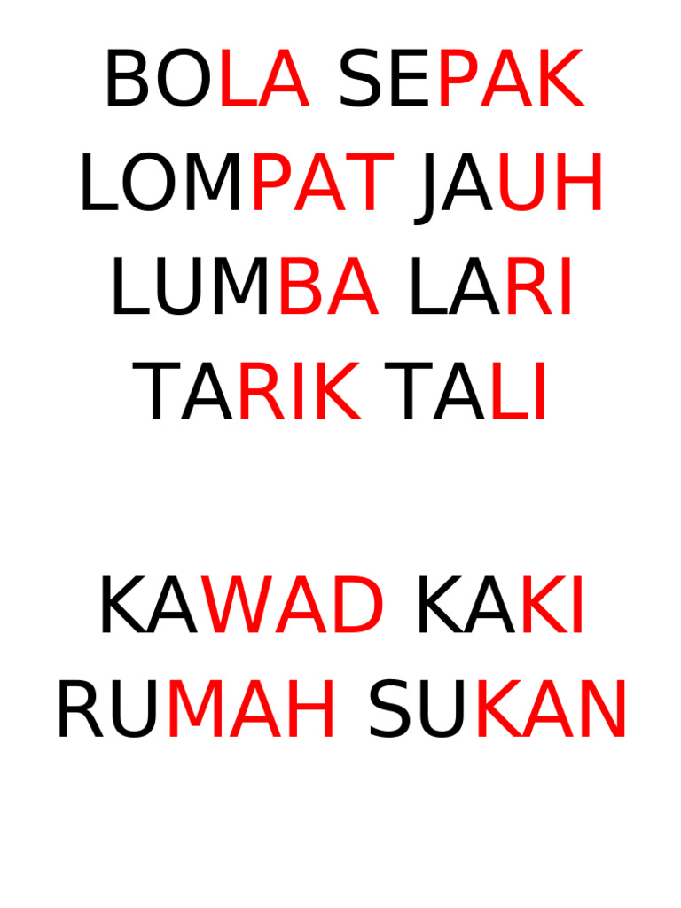 Kad Frasa Suku Kata Terbuka Dan Tertutup Pdf