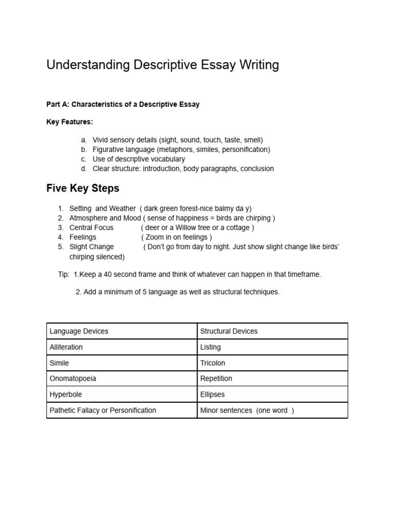 Descriptive Essay Practice Worksheet | PDF | Senses | Essays
