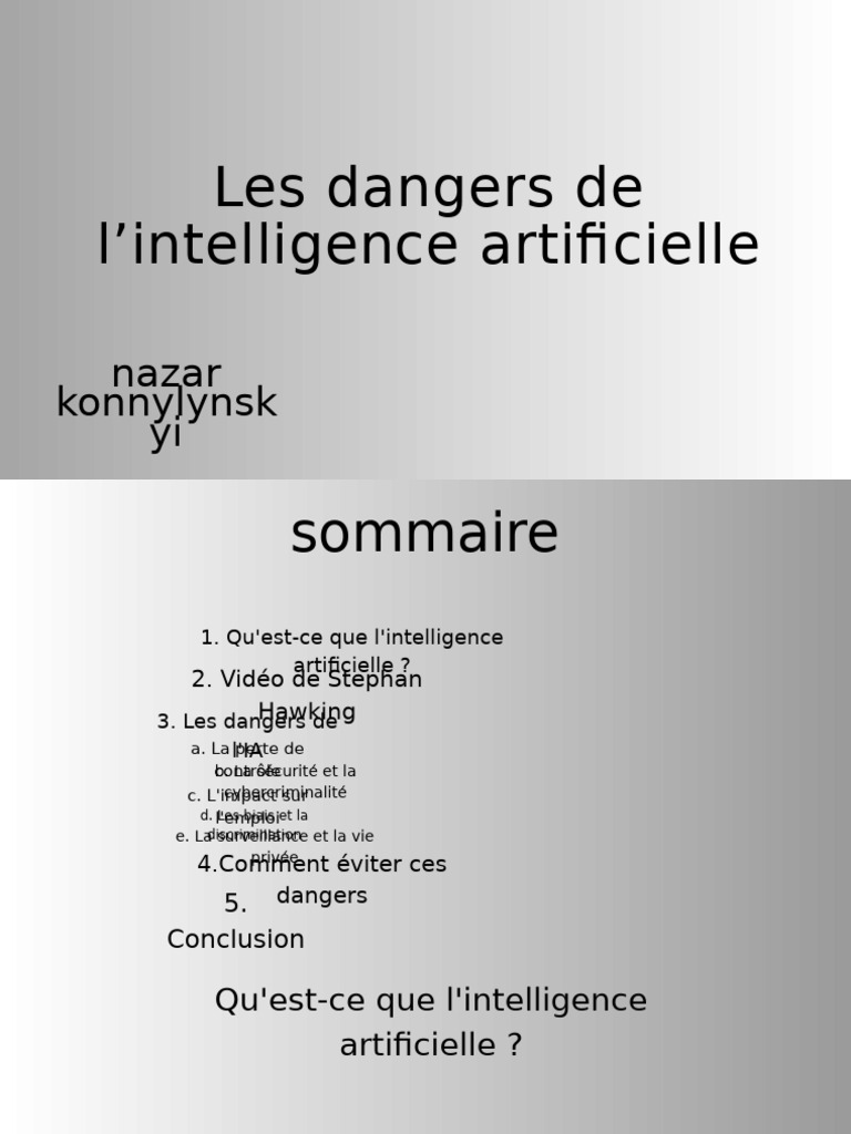 Les Dangers de L'intelligence Artificielle | PDF