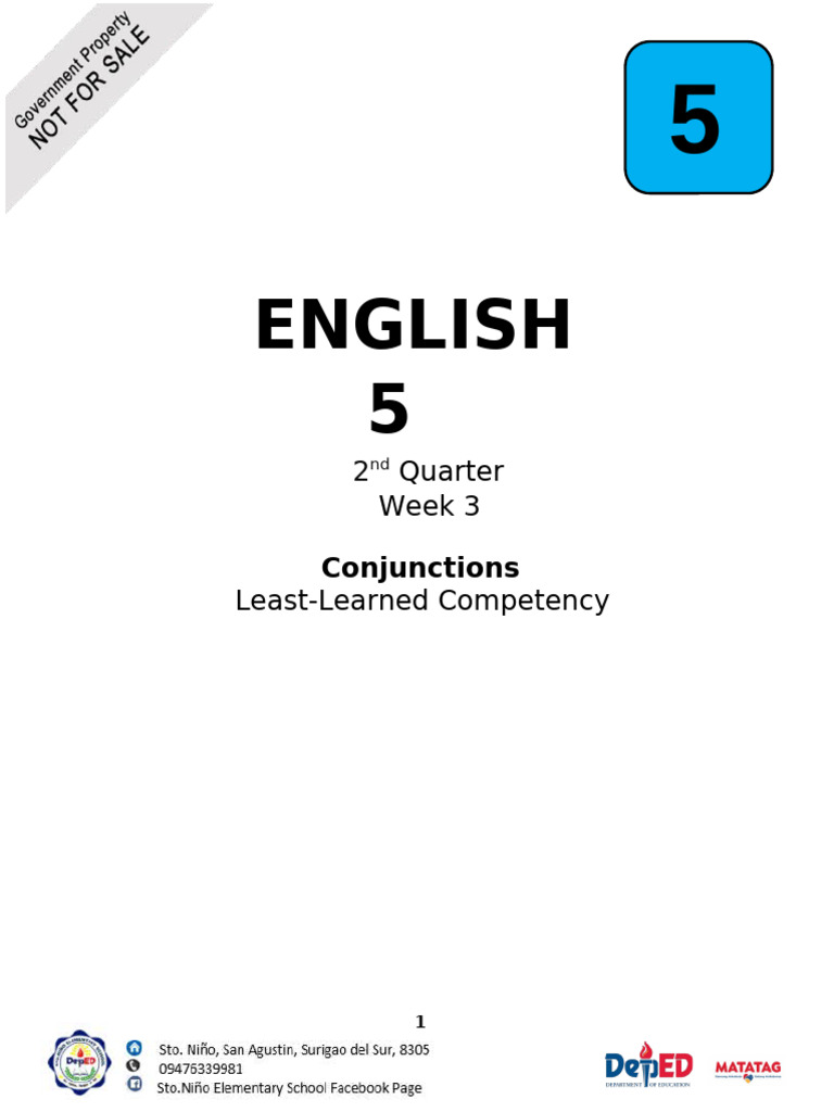 Contextualized SLM English 5 Second Quarter Conjunctions | PDF | Linguistics | Grammar