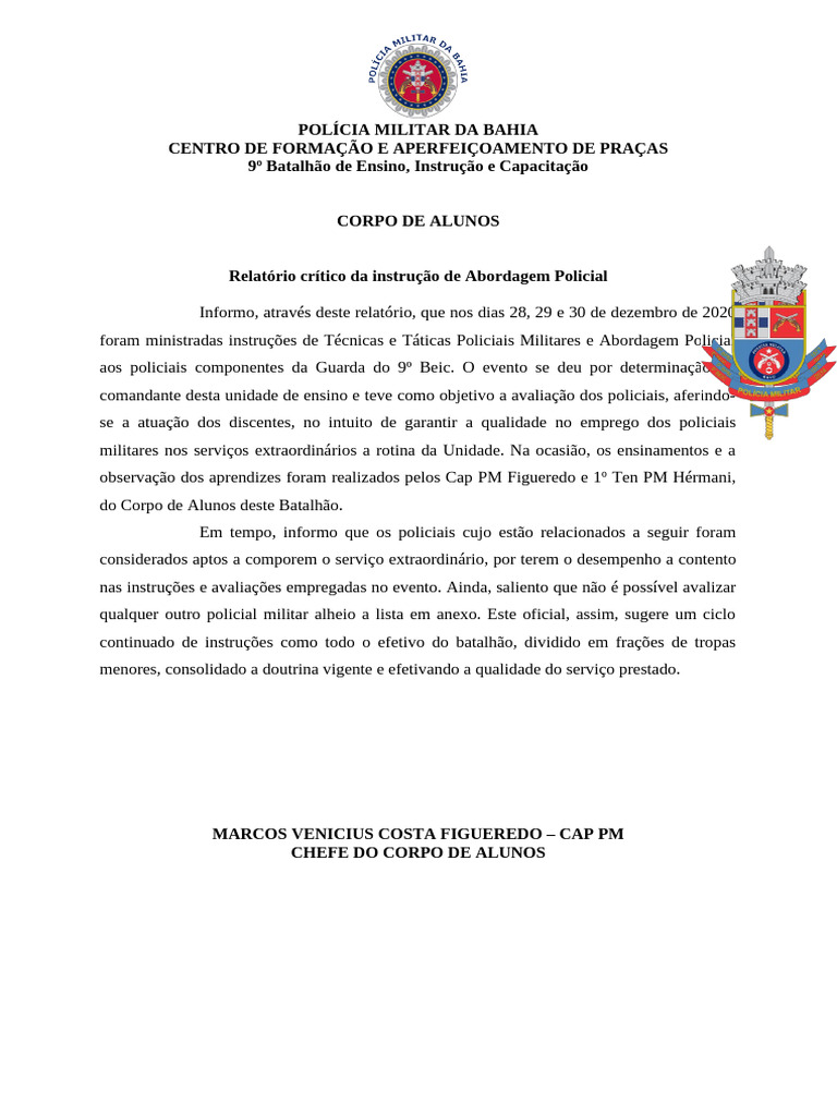 Relatório de Abordagem Policial na Bahia | PDF
