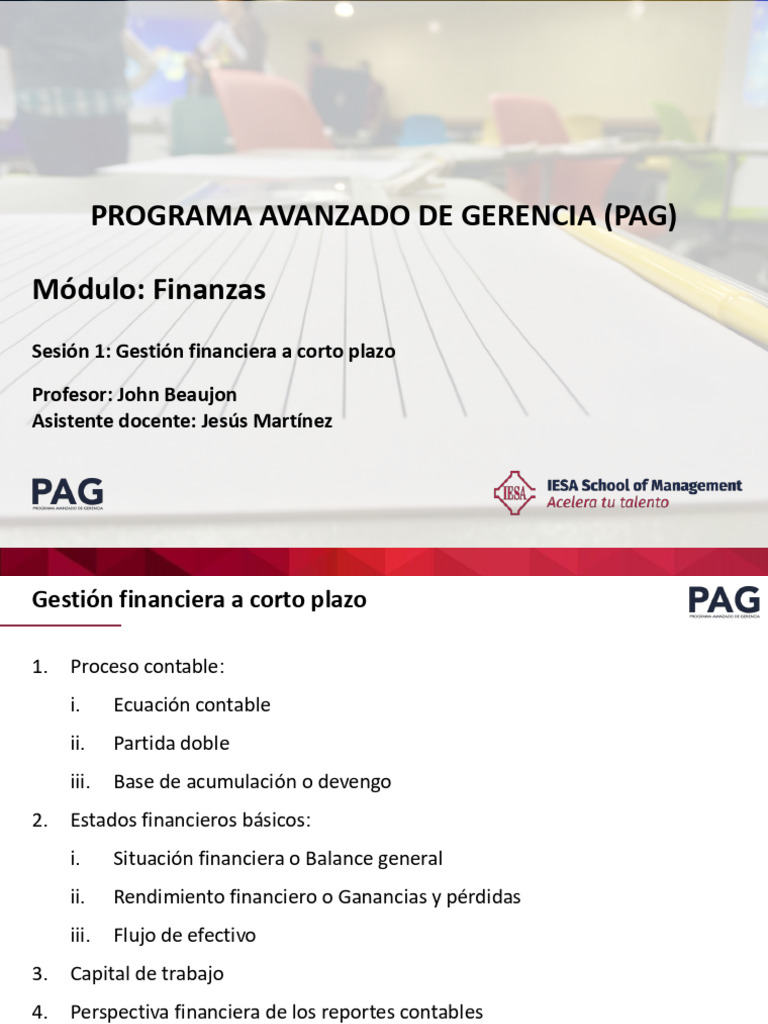 PAG 101-Finanzas-S1 | PDF | Capital de trabajo | Contabilidad