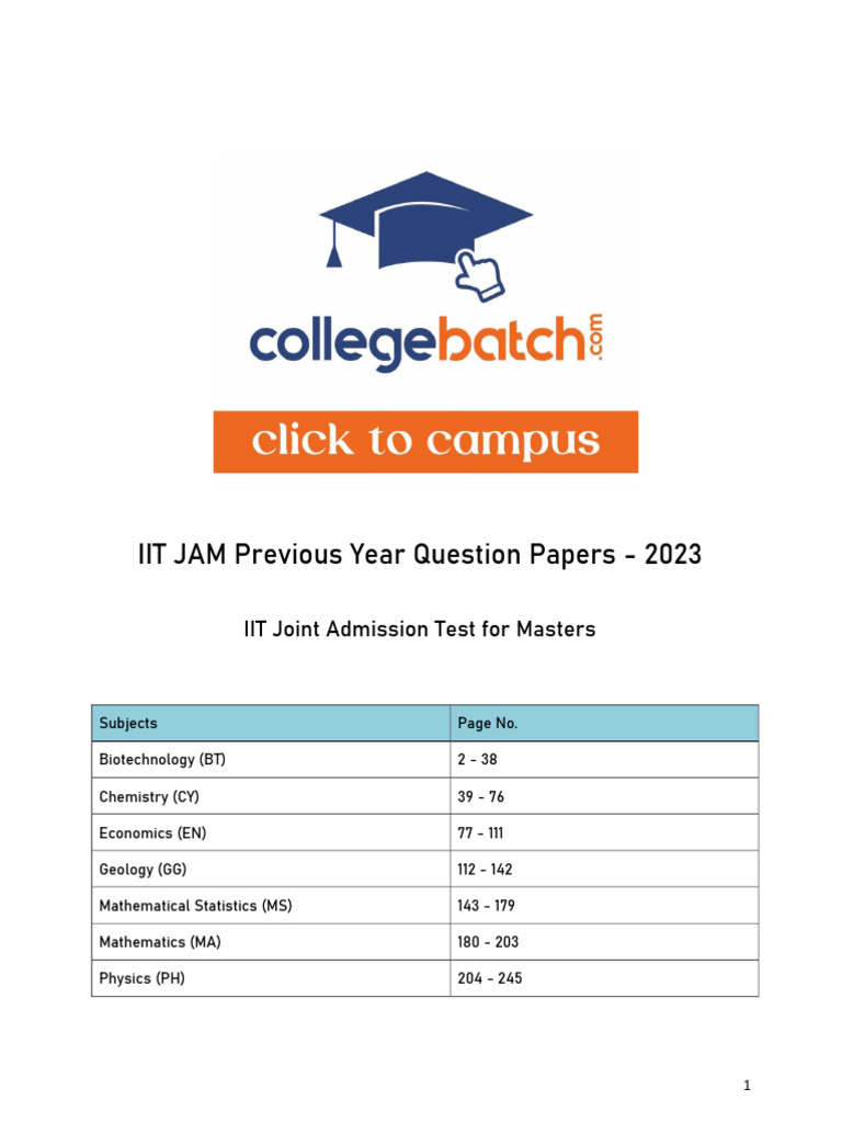 IIT JAM 2023 Question Paper Overview | PDF | Hydroxide | Genetic Linkage