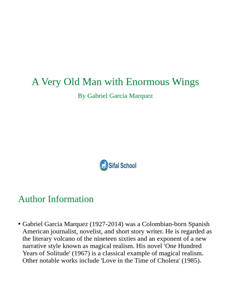 Unit 7 A Very Old Man With Enormous Wings | PDF