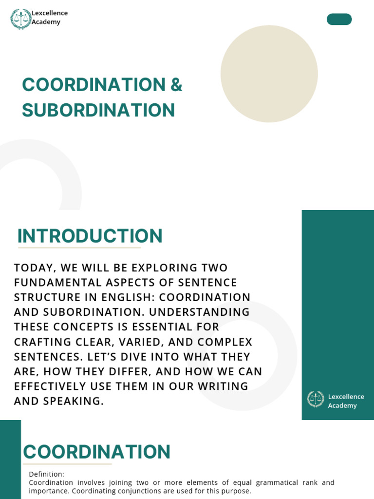 Coordination& Subordination LX PDF | PDF | Language Mechanics | Grammar