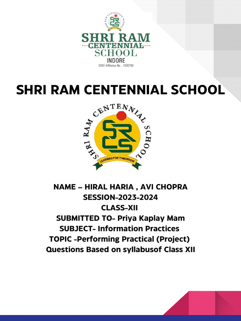 Final Ip Project Avi and Hiral | PDF | My Sql | Computer Programming