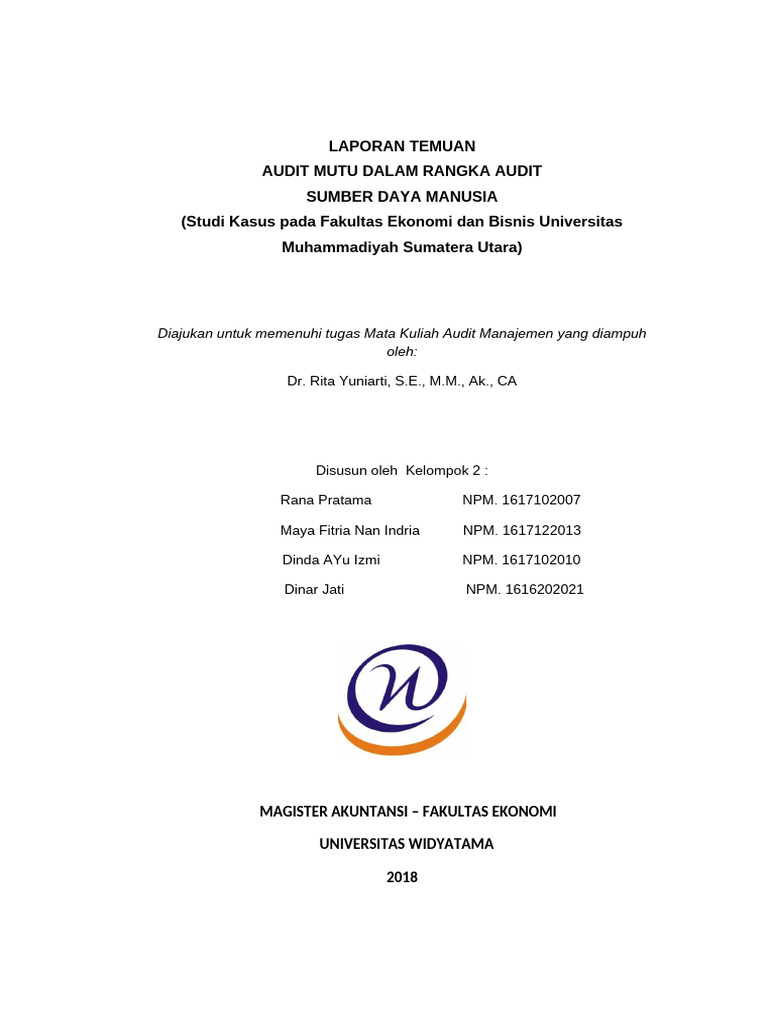 Laporan Temuan Audit Manajemen-Kelompok 2 | PDF
