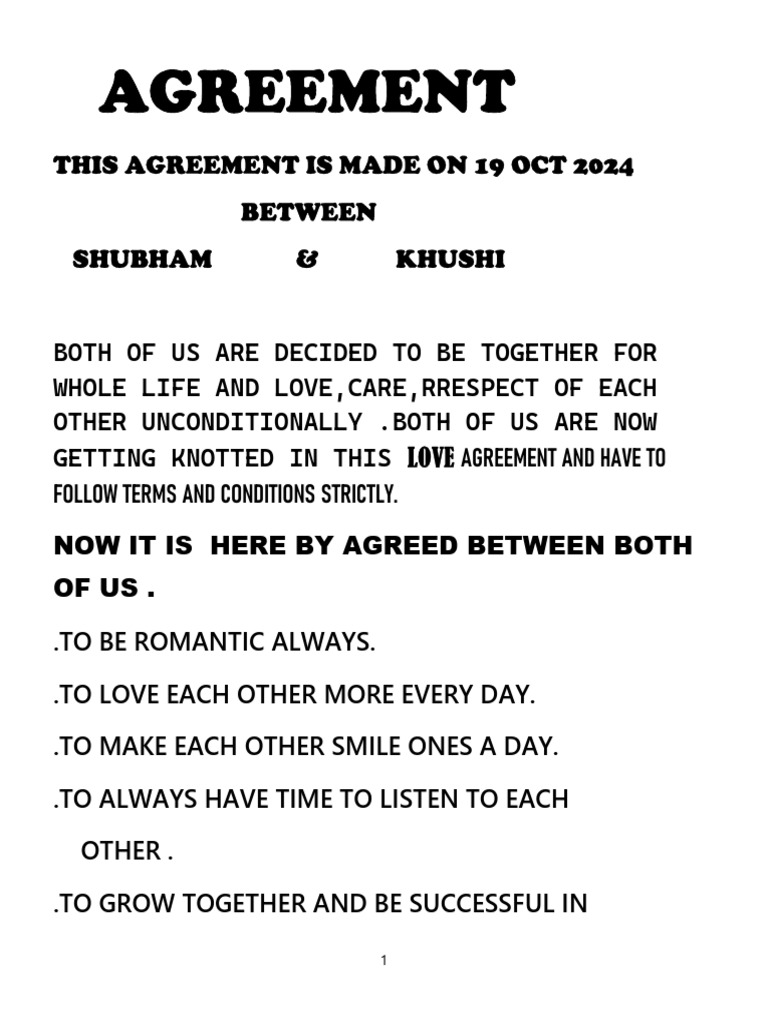 Love Agreement Commitment | PDF
