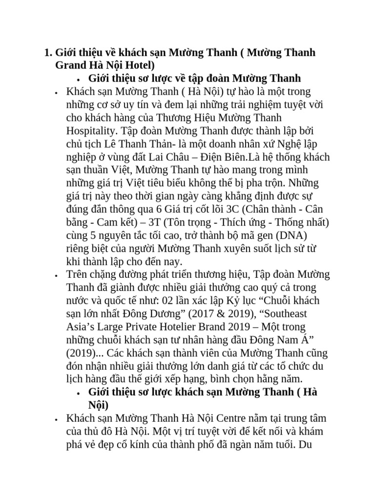 Gioi thieu khach sạn Muong Thanh | PDF