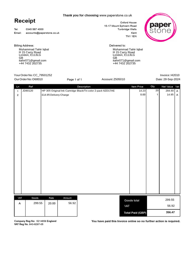 Sales Invoice - Paper Stone | PDF | Value Added Tax | Economies