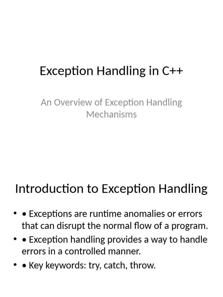 Exception Handling in CPP | PDF Exception Handling in CPP | PDF