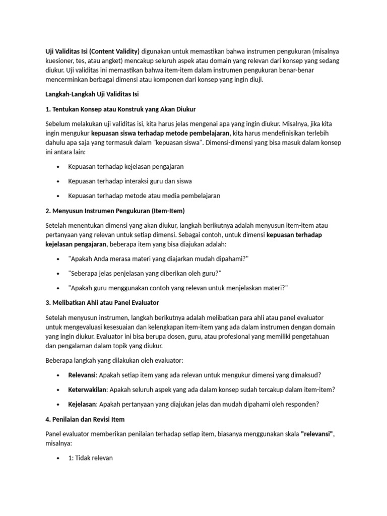 Uji Validitas Isi | PDF
