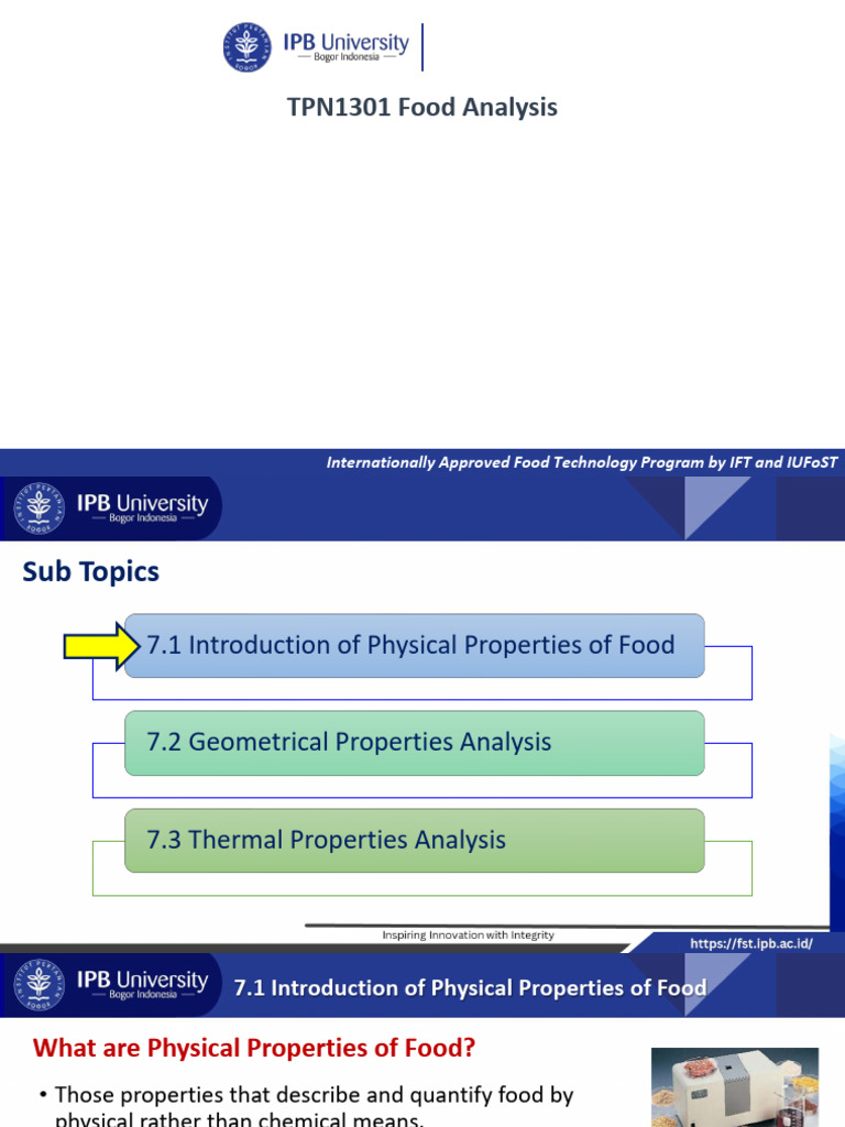 07 Food Physical Properties Parameter Sept 2024 | PDF | Differential ...