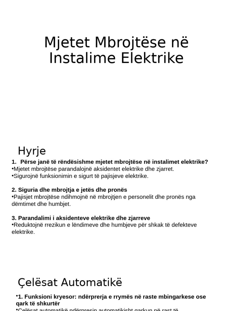 Mjetet Mbrojtëse Në Instalime Elektrike | PDF