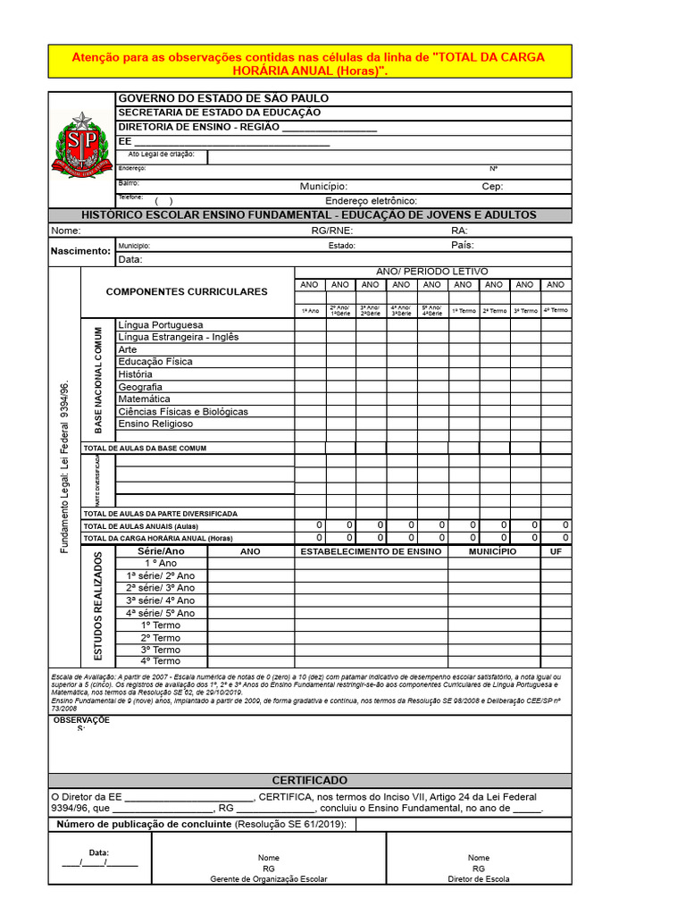 Hist Escolar EF - A Partir de 2020 - V2.xlsx - 2020 - EF - EJA - Concluinte | PDF