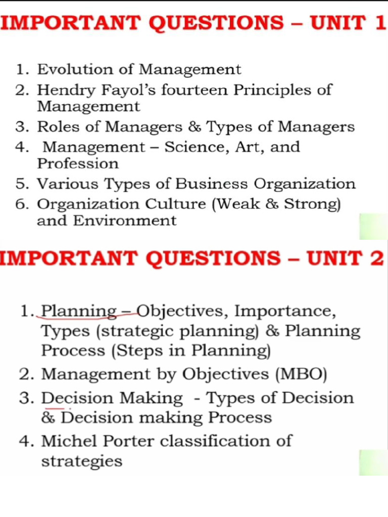 Pom Important Questions | PDF