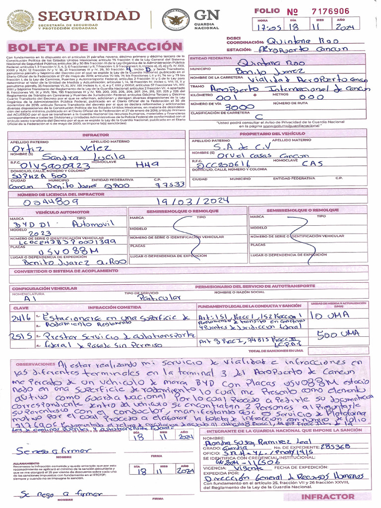 Boleta de Infraccion | PDF