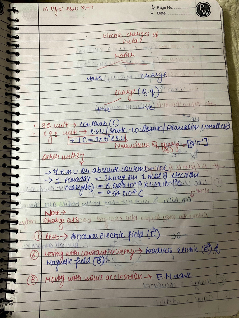 Electric Field and Charges Class Notes | PDF