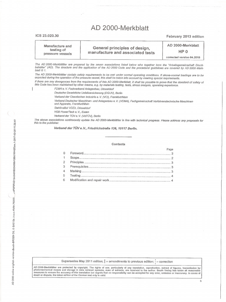 AD 2000 Merkblatt HP0 | PDF