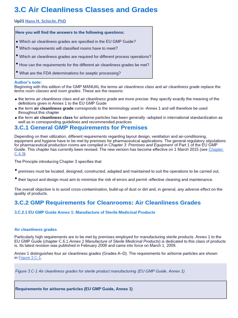 3.C Air Cleanliness Classes and Grades | PDF