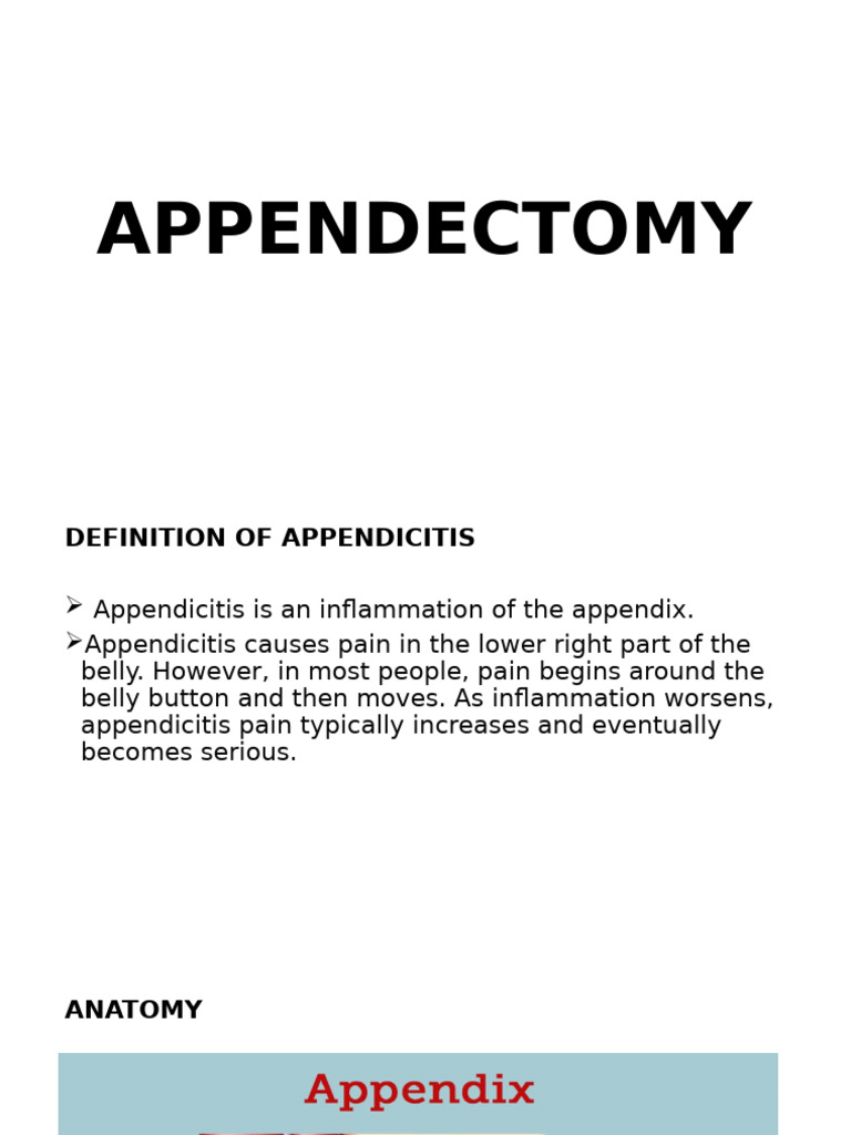 Appendectomy | PDF | Medical Specialties | Clinical Medicine