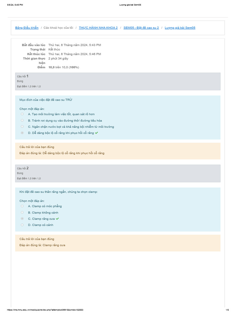 Lượng Giá Bài Sem05 | PDF