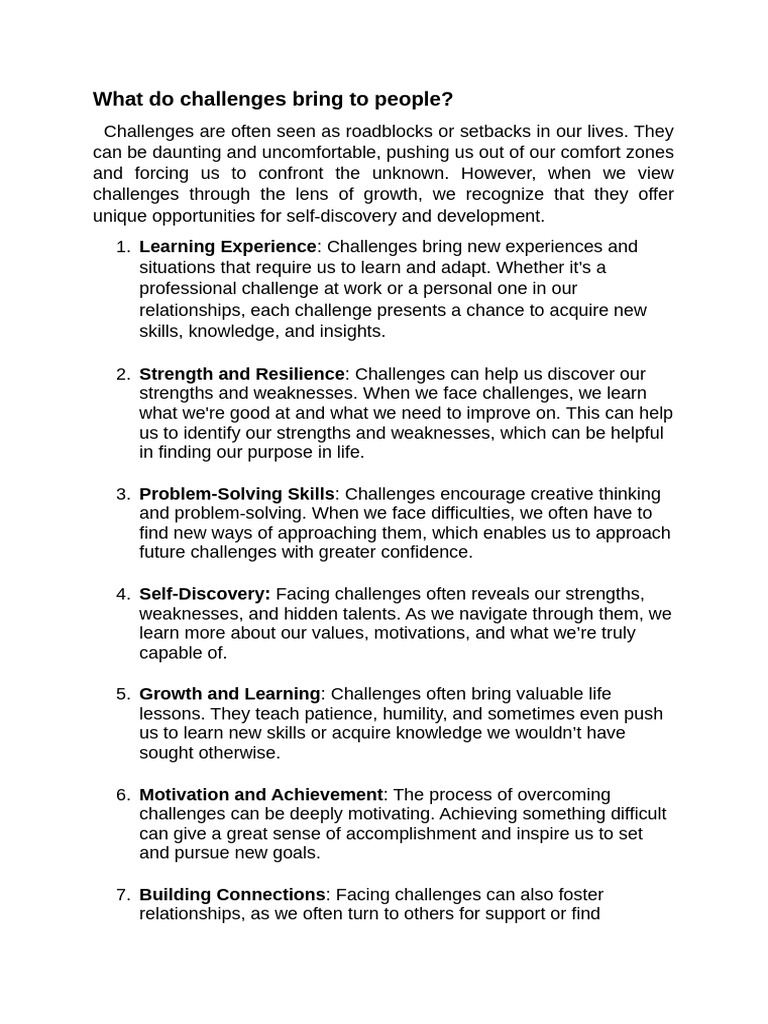 What Do Challenges Bring To People. | PDF | Occupational Burnout ...