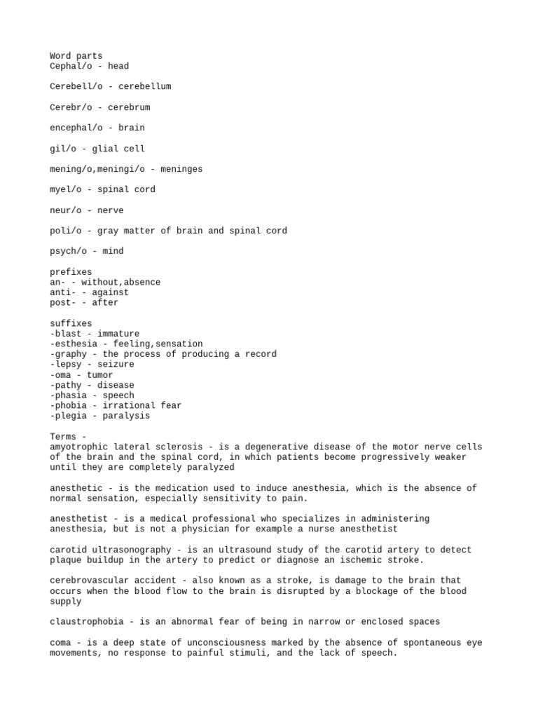 Nervous system p1 | PDF | Stroke | Coma