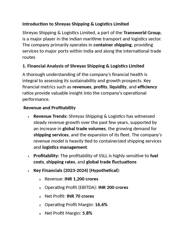 Introduction To Shreyas Shipping | PDF | Logistics | Economic Growth