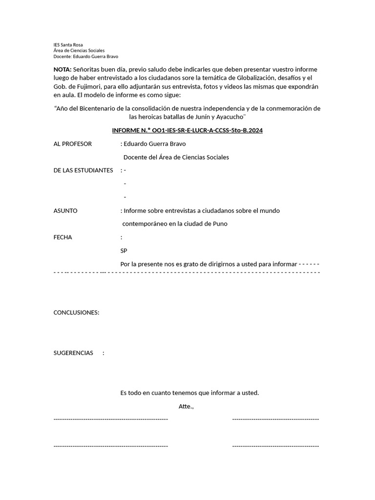 Imforme D Entrevistas | PDF