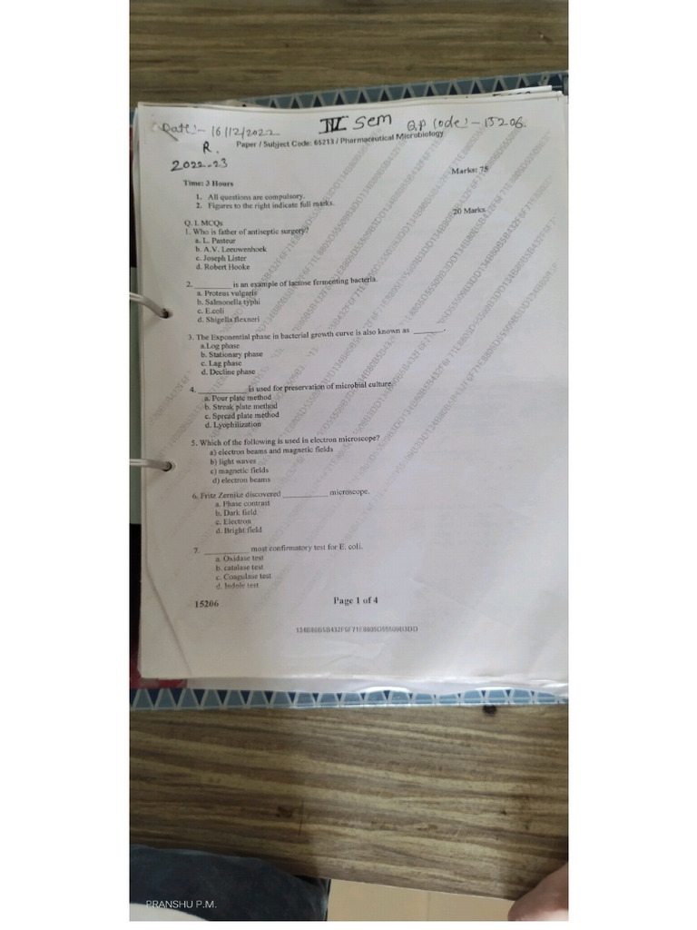Pyqs For Pharmaceutical Microbiology | PDF