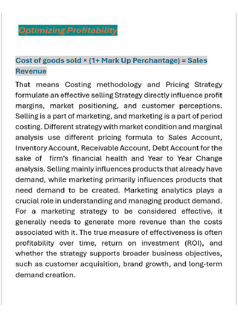 Optimizing Profitability | PDF