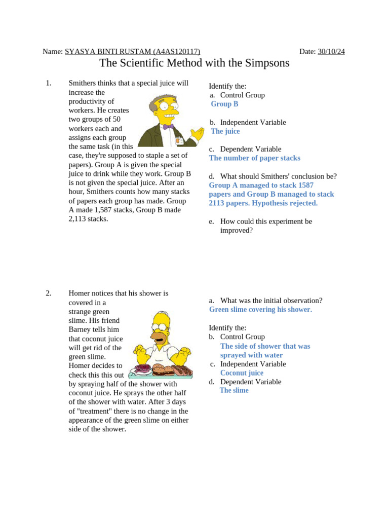 Bio Simpsons | PDF | Experiment | Mouse
