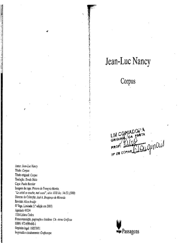 Corpus, Jean Luc Nancy | PDF