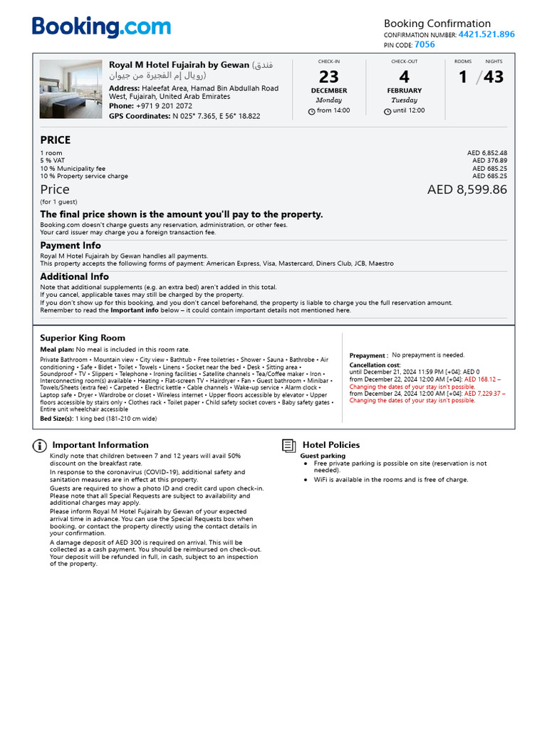 Booking.com_ Confirmation SWATHI | PDF | Fee | Payments