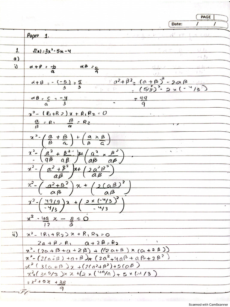 Paper 1 Pure Maths Midterms | PDF