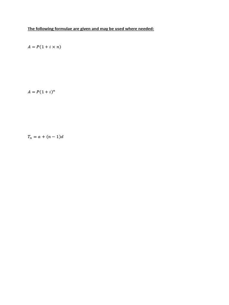 Key Mathematical Formulae Guide | PDF